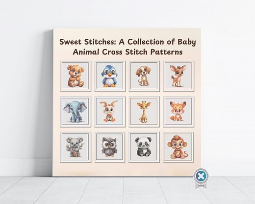 Baby Animal Cross Stitch Patterns, Set of 13 Modern DIY Nursery Decor Designs, Pattern Keeper - Etsy Australia