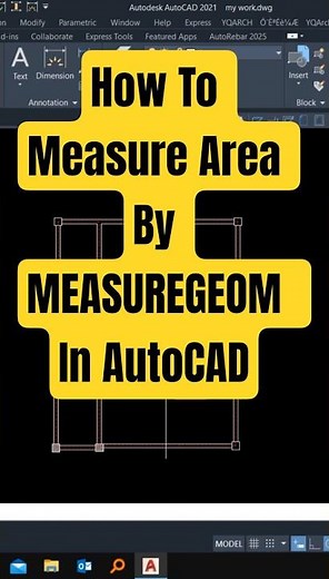 How To Measure Area By MEASUREGEOM In AutoCAD #autocadplan #autocad #mesurement #dimension #shorts