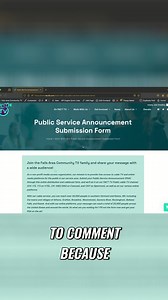 FACT TV Discover the Easiest Way to Submit Your Public Service Announcement Learn how to easily submit your public service announcement on our website. Whether you're organizing a yard sale or hosting a local event, we've made the process simple and user-friendly. Watch this video to find out how to get your message out to the community effortlessly. www.fact8.com #CommunityAnnouncements #PublicService #EasySubmission #CommunityEvents #LocalNews #PublicAwareness #UserFriendlyWebsite #CommunityEn