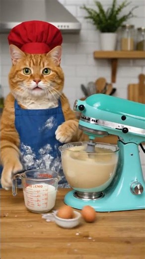 Chef Whiskers' Soufflé Chaos: The Self-Stirring Bowl Fiasco #funnyshorts #petcomedy #catshorts