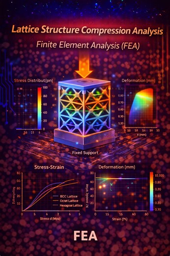 Matlab projects Code on Instagram: "Lattice Structure Compression Analysis | Finite Element Analysis (FEA) 🔗 www.matlabprojectscode.com 📲 WhatsApp: +91 8300015425 This project presents a Finite Element Analysis (FEA) of Lattice Structures under Compression Loading, carried out to study mechanical strength, deformation behavior, and energy absorption characteristics. 🔬 Key features of the analysis include: ✅ Lattice geometry modeling (unit-cell based structures) ✅ Compression load application 