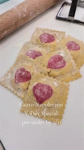 This delicious special must be pre-ordered because it's made from scratch in house. We never buy frozen pasta! #gustonapoletano #valentinesday #italianfood #fayettevillenc #madefromscratch