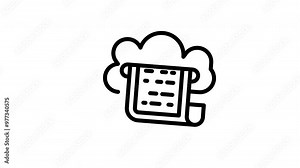Cloud file bill storage showing document inside. Ideal for technology concepts, data storage, online documents, cloud computing, and digital security visuals.