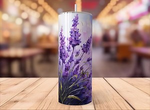 Lavender Blossom Flowers Tumbler Wrap Seamless Sublimation PNG, 20 Oz Skinny Tumbler Sublimation Design 3D Lavender Floral DIGITAL DOWNLOAD - Etsy