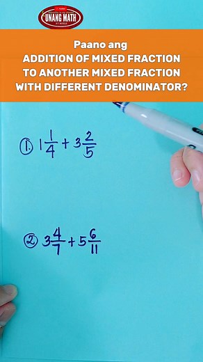 13K views · 271 reactions | Paano ang Addition of Mixed Fraction to another Mixed Fraction with different Denominator? #elementarymath #math #mathlessons #mathfun #mathematics #fractions #mathhelp #Number #mathtips #mathtricks #MathHacks #matheasy | Unang Math | Facebook