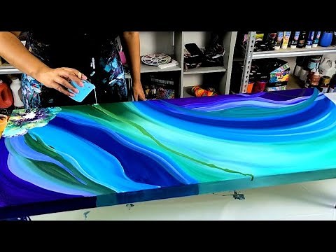 Gorgeous and SO Different!! Abstract Painting + Acrylic Pouring (My Empty Wall 2)