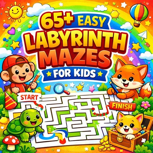 65  Easy Labyrinth Mazes for Kids | Printable Maze Activity Book | Fun Puzzle Games for Toddlers & Preschool | Instant PDF Download - Etsy