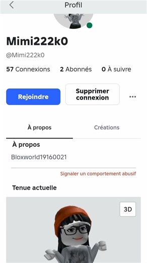 le compte Roblox d'une abonné