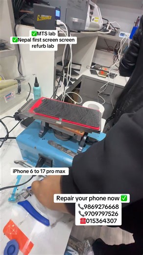 🏆 MTS Lab – Nepal’s Trusted Screen Refurbishment & Repair Lab 🏆At MTS Lab, we don’t just repair phones — we restore original quality using advanced screen refurbishing technology and strict quality control.🔬 Advanced Lab Technology✔ Laser glass separation & bonding machines✔ Pixel-accurate measurement system✔ Dust-free, temperature-controlled lab environment✔ Precision alignment for perfect finishing🧪 Unmatched Quality Standards✔ Original-quality glass (not cheap copy)✔ Strong industrial-gra