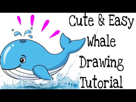 Learn How to draw a simple whale 🐳 | Easy whale drawing & coloring tutorial step by step for kids