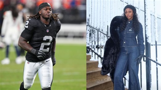 Ashton Jeanty's GF Gabrielle covers herself in all-denim fit to beat Philly's cold during Raiders' Week 15 clash