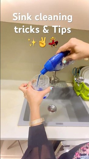 Diy drain cleaning method using baking soda, vinegar, and Harpick #plumber #sink #bathroom