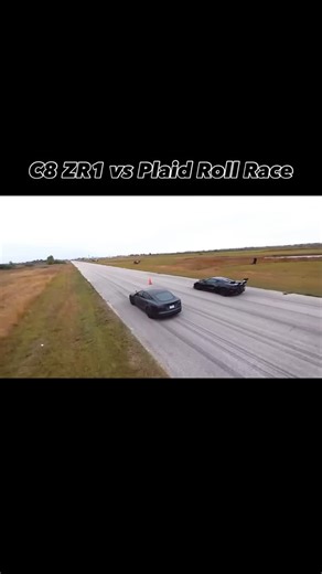 Austin DeHaven on Instagram: "C8 ZR1 vs Tesla Plaid: Roll Race; the ZR1 just hits different. . . via @hennesseyperformance . . #cars #c8 #corvette #zr1 #tesla #plaid #supercar #hypercar #twinturbo"