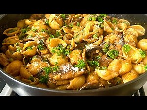 Delicious and simple shell pasta and mushroom recipe