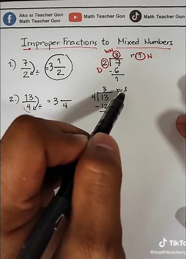 Converting Improper Fractions to Mixed Numbers