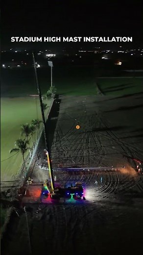 Powerful Stadium High Mast Installation Process ⚙️🏟️