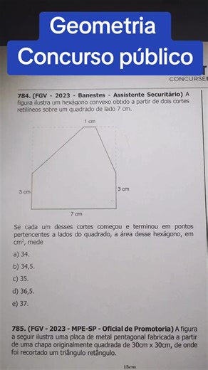 Questão de área geometria plana concurso público #concursopublico #geometria