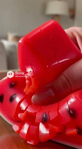 Watermelon Low Wax Squishy ASMR 🍉 Soft & Satisfying Sounds #food #squishyasmr #satisfying