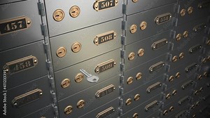 Open safe deposit box with golden ingots. Financial banking investment and savings concept. 3d video animation