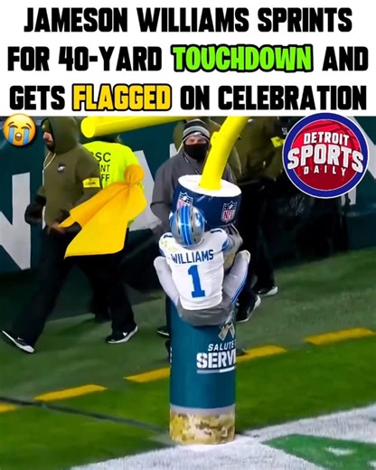 Detroit Sports Daily on Instagram: "Jamo turned on the JETS, torched the defense, and punched in a #Detroit touchdown — but that 15-yard unsportsmanlike flag tacked onto the PAT pushed the kick back and the extra point sailed wide‼️😭🗣️"