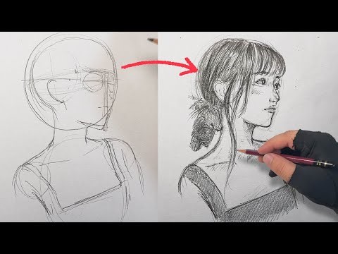 Easy Female Sketch Tutorial for Beginners | Loomis Method & Simple Shading