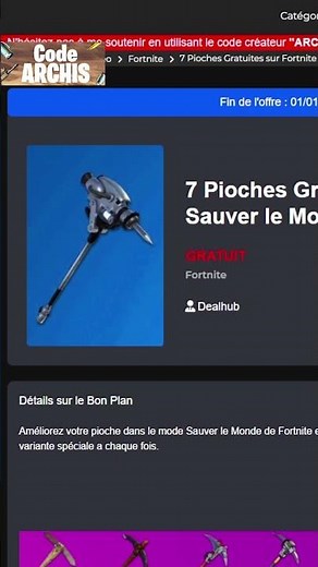 ces 7 Pioches GRATUITES sont Disponible pour Tous sur Fortnite #shorts