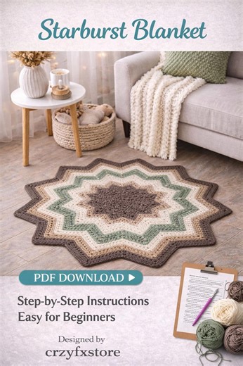 Starburst Baby Blanket Crochet Pattern – Easy Round Star Design | Beginner Friendly | Instant PDF Download - Etsy UK