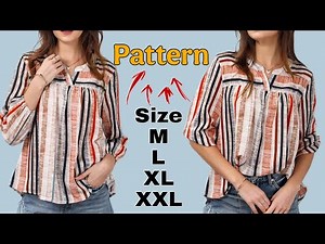 ✅️️ Pattern for a Trendy Blouse with Notched Collar in Just 12 Minutes! Available in Sizes S to XXL!