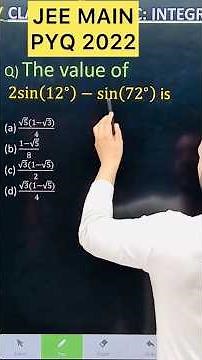 Q) The value of 2sin(12^∘ )−sin(72^∘ ) is #jee #jee2025 #maths #jeebatch #jeepreparation #jeemaths