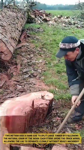 Splitting Large Timber using Hand Axe – Good Tools and Machinery in Daily Work