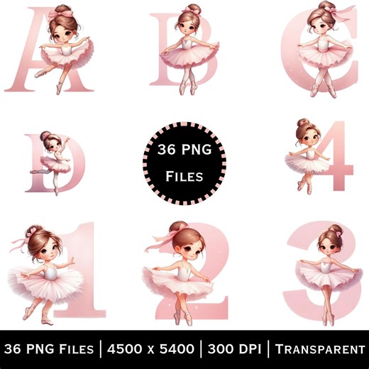 Ballet Alphabet PNG A–Z With 0–9 | Ballerina Letters | Digital Download - Etsy