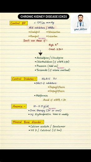 CKD management made simple ✍️ ■From BP and diabetes control to anemia, bone health, acidosis, and timely nephrology referral — everything in one handwritten note for quick clinical recall. ■Save this for future reference🙌 #ChronicKidneyDisease #CKD #Nephrology #InternalMedicine #MedicineNotes | MBBS BEAST