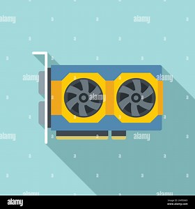 Video card processor icon flat vector. Computer gpu. Cpu cooler Stock Vector Image & Art - Alamy