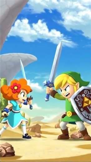 Toon Link fighting Lily in a desert