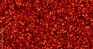 Animated digital hot magma volcano background of burning lava red on black.