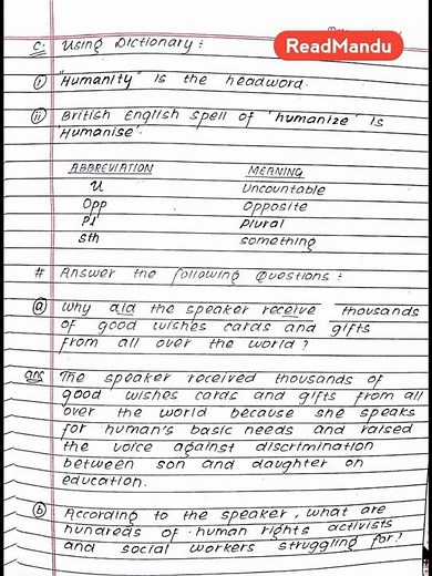 Class 11 | Compulsory English | Unit - One | Education and Humanity | All Exercice and Notes #Shorts