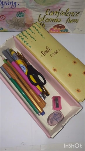 pencil case from cardboard #subscribemychannel #pencilcase #youtubeshorts #drawing #artandcraft #art