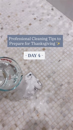 🧽 Day 4: Deep Clean Your Drains Like a Pro! Your drains are one of the dirtiest (and smelliest!) spots in your home, but this simple baking soda vinegar cleaning trick keeps them fresh, unclogged, and guest-ready before Thanksgiving! 🦃✨ How to Deep Clean Drains: 1️⃣ Pour 1 cup baking soda down the drain 2️⃣ Add 2 cups vinegar 3️⃣ Cover with a damp rag for 15 minutes 4️⃣ Remove & rinse with hot water This combo breaks down buildup, deodorizes, and keeps drains working properly and no harsh chem