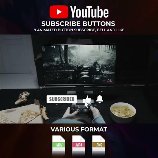 Gaming Subscribe Button Animation | YouTube Like Share Subscribe Overlay