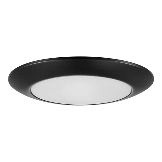 Check The Home Depot's Q&A Before Buying: Commercial Electric 1-Pack 8 in. LED Surface Mount Downlight Flush Mount Disk Light, 900-1100-1400LM, Selectable CCT 2700K-5000K, Black