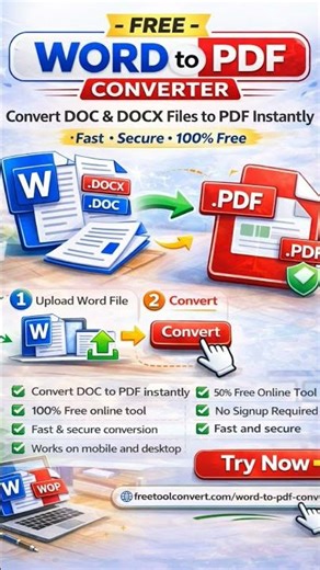 https://freetoolconvert.com/word-to-pdf-converter/ #freeonlinetools #pdftools #freetools #convertpdf