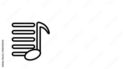 Playlist Outline Animation, Looping Animated Clip video Flat Cartoon Icon. 4K Video Transparent Alpha Channel. Editable Animated Icon Transparent Background.