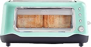 Dash Clear View Toaster - Features Large Window & Extra-Wide Slots - Auto-Shut Off Feature - Bagel Functions, & Seven-Browning Levels - 1-Touch Defrost - Aqua