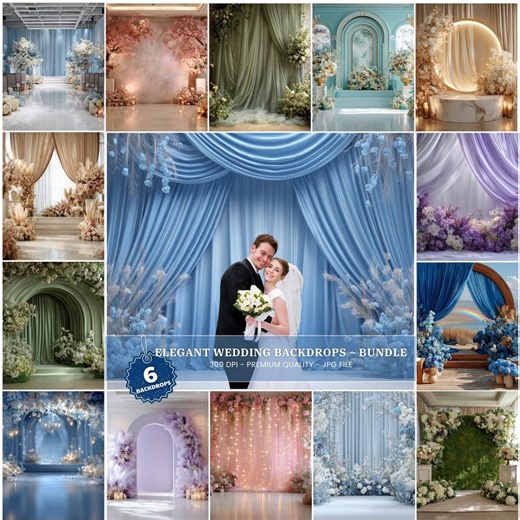 Wedding Digital Backdrop Bundle, Floral Arch Ceremony Backgrounds, Instant Download - Etsy