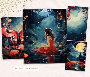 Printable Planner Cover Set | Happy Planner, TUL, EC, A5, A6 | Digital Download Pdf | Moonlit Fantasy Forest | Discbound Dashboard - Etsy