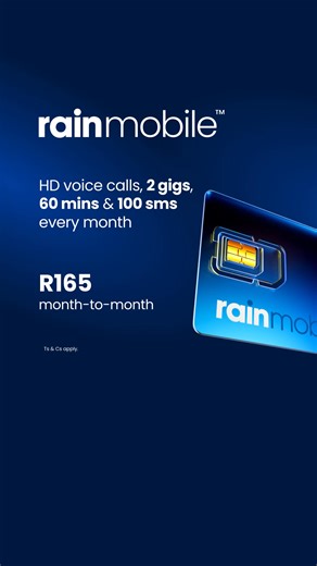 Get HD voice calls, 2 gigs, 60 mins & 100 sms top up at rainGO! | rain South Africa
