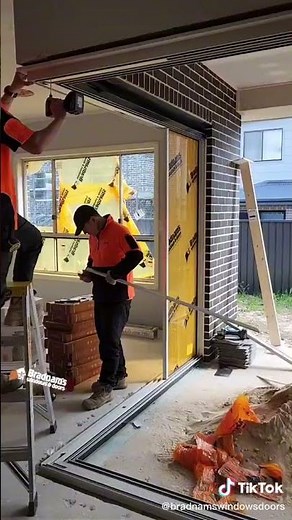 How We Install our Corner Sliding Stacking Door #shorts