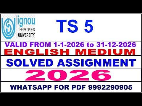 TS 5 solved assignment 2026 in English || ts 5 solved assignment 2026 || ignou ts5 2026