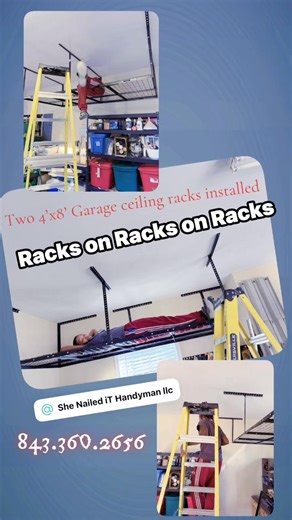 Are you in need of garage ceiling racks? Contact She Nailed iT Handyman llc today! | She Nailed iT Handyman llc