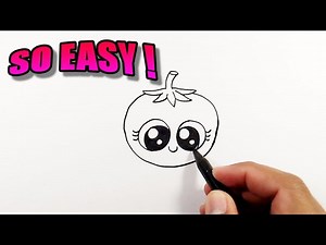 How to draw a cute tomato | Easy Drawings - Videos For Kids